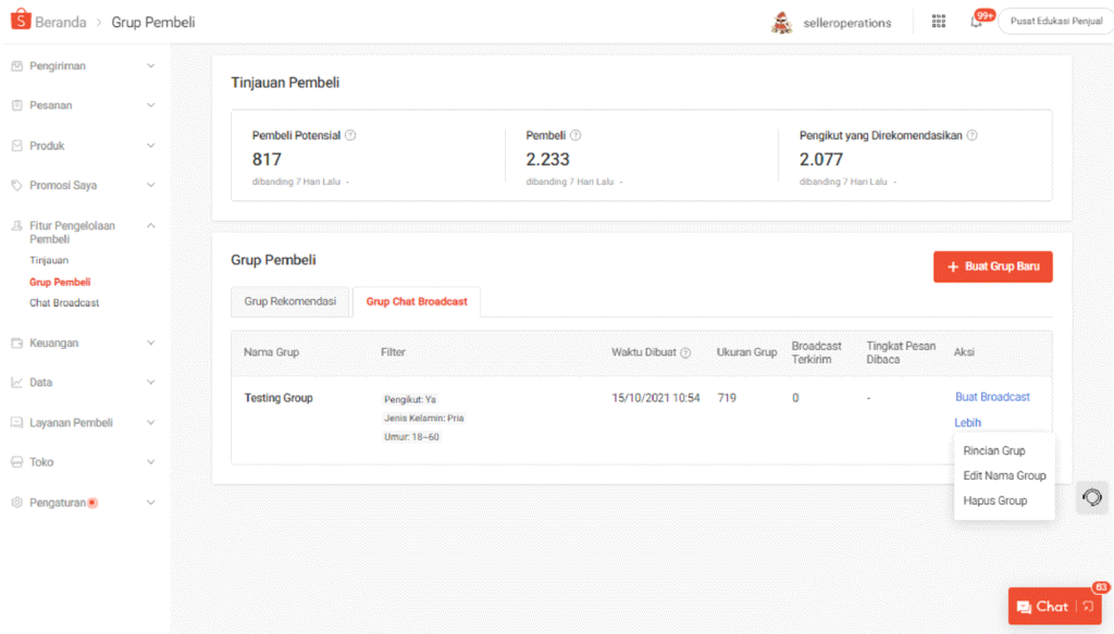 Cara Broadcast Chat di Shopee dan Mengatur Penerima Chat - Ginee